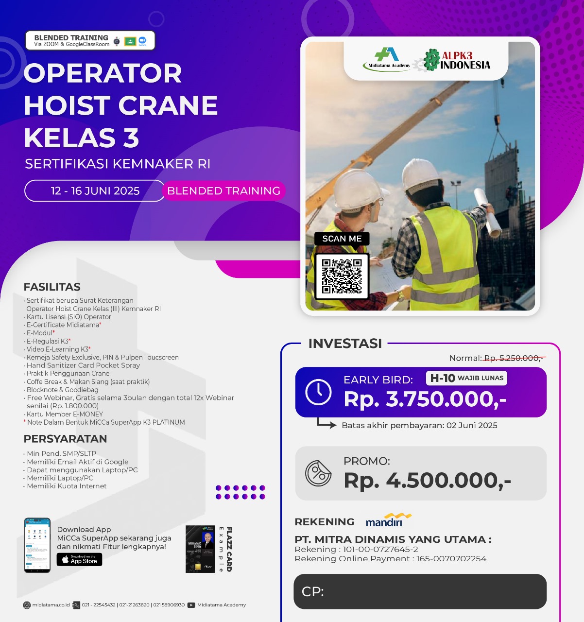 Operator Hoist Crane Kelas 3 Batch 1 | Midiatama Academy - PJK3 ...