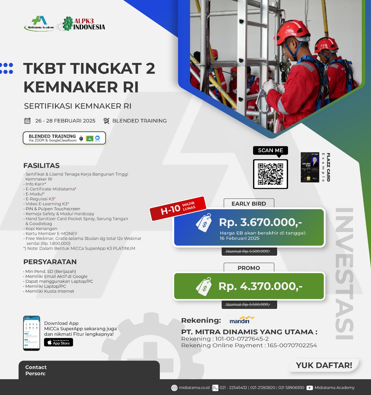 Tenaga Kerja Bangunan Tinggi Tingkat 2 (TKBT) Batch 140 | Midiatama ...