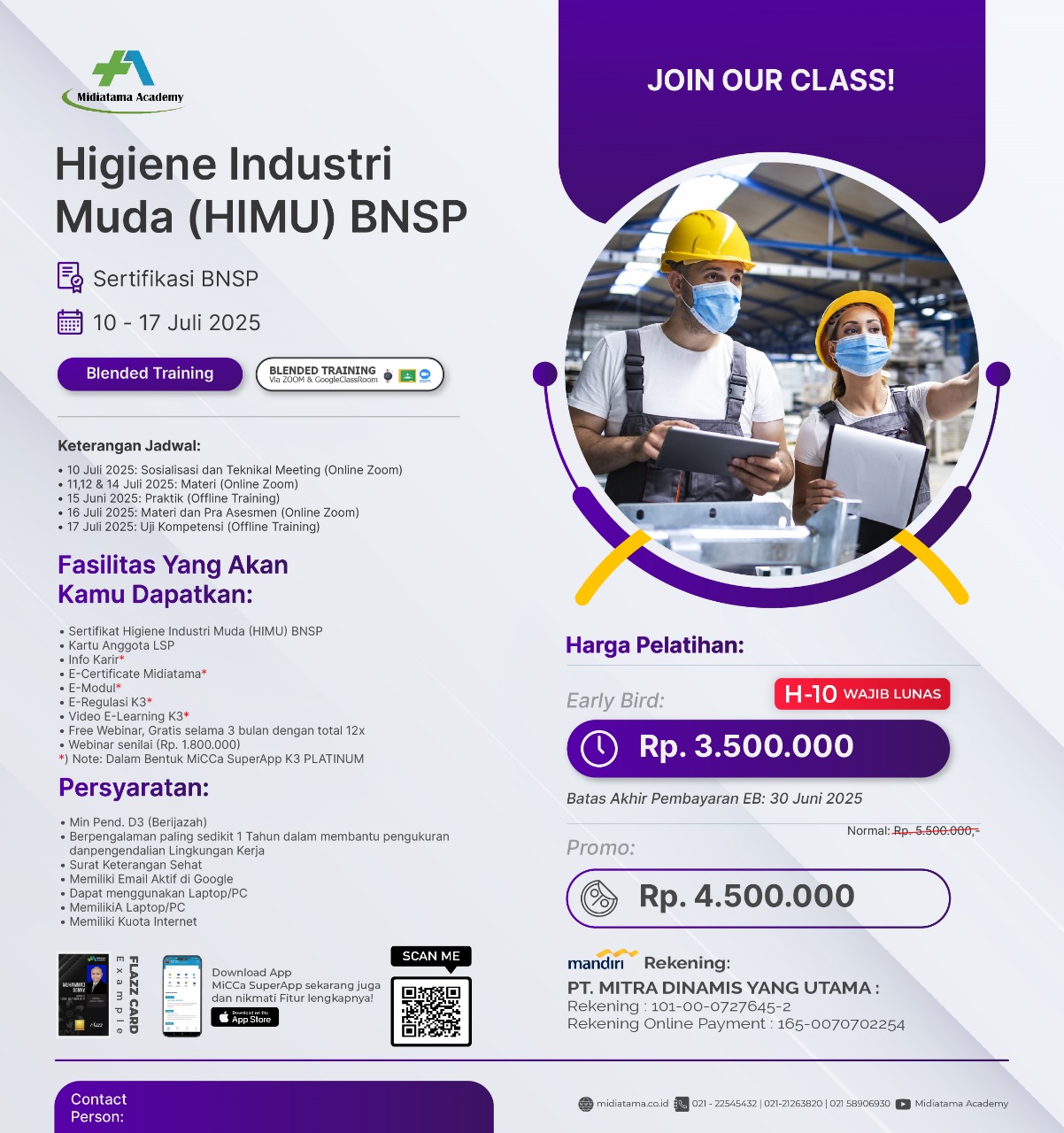 Higiene Industri Muda (HIMU) Batch 3 | Midiatama Academy - PJK3 Tersertifikasi Kemenaker & BNSP