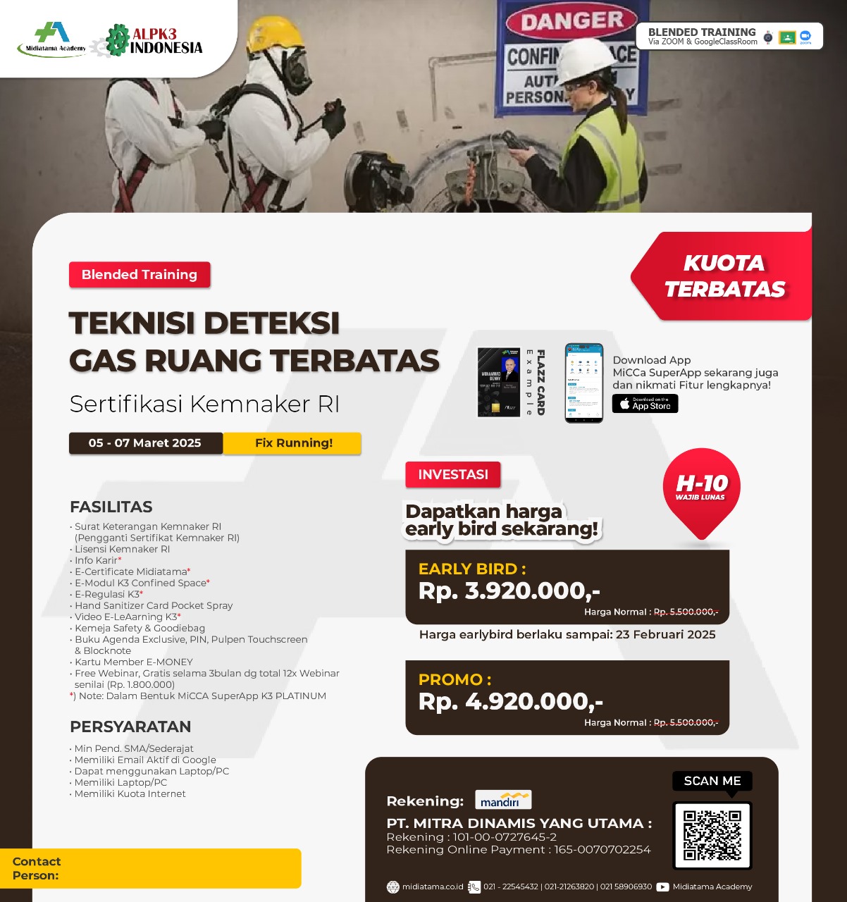 Teknisi Deteksi Gas Ruang Terbatas Batch 2 | Midiatama Academy - PJK3 ...