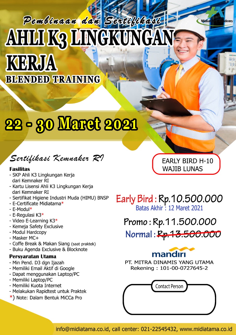 Ahli K3 Muda Lingkungan Kerja Batch 7 | Midiatama Academy - PJK3 ...