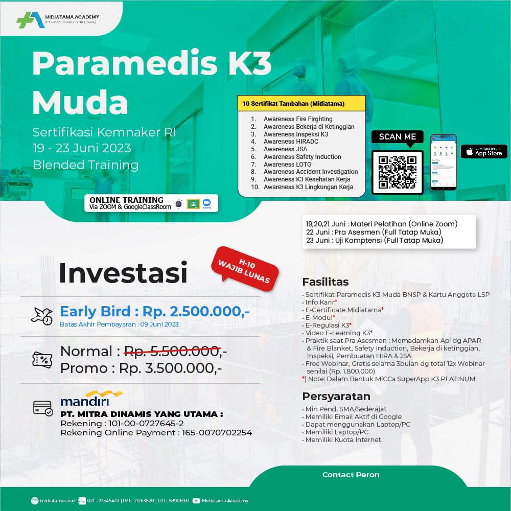 Paramedis K3 Muda BNSP Batch 3 | Midiatama Academy - PJK3 ...
