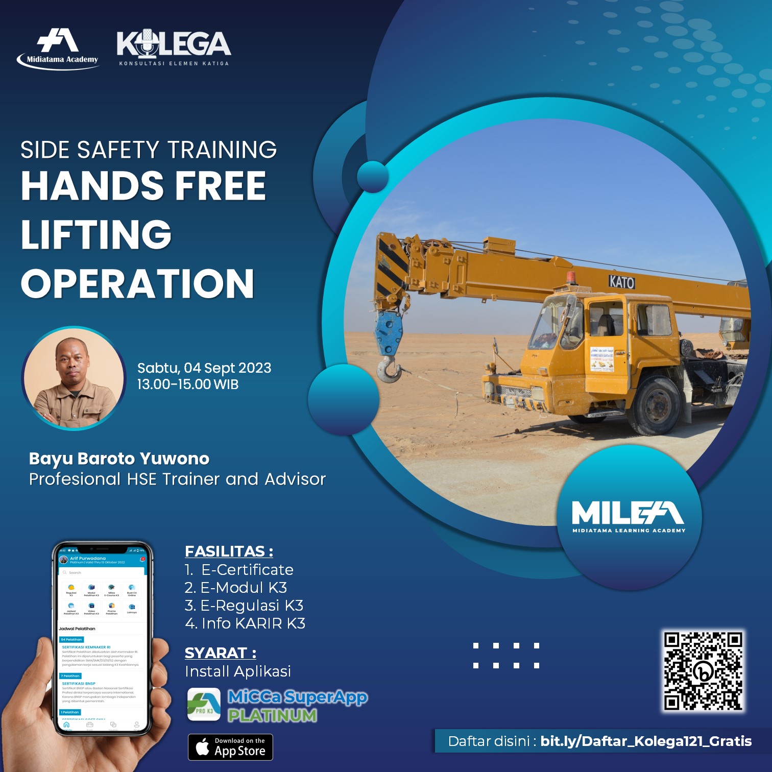 Side Safety Training Hands Free Lifting Operation Batch 1 | Midiatama Academy - PJK3 ...