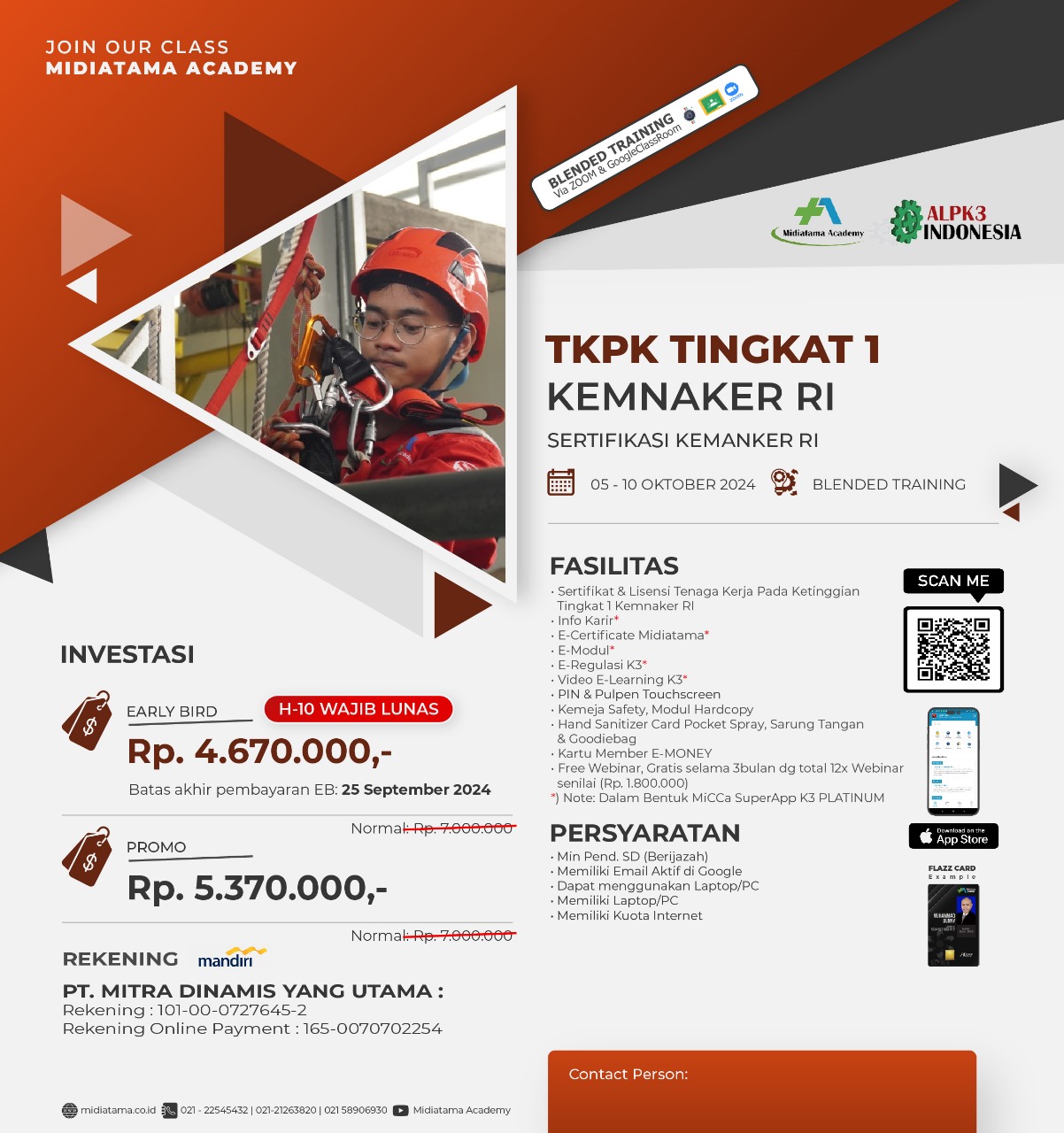 Tenaga Kerja Pada Ketinggian Tingkat 1 (TKPK) Batch 29 | Midiatama ...